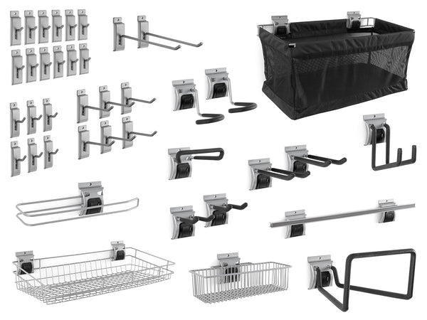 160 SQ. FT. PVC Slatwall with 40-Piece Accessory Kit with Locking Mech ...